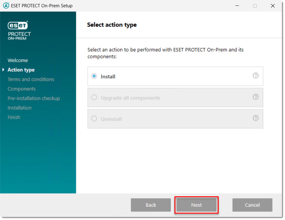 התקנת ממשק הניהול ESET PROTECT On-Prem